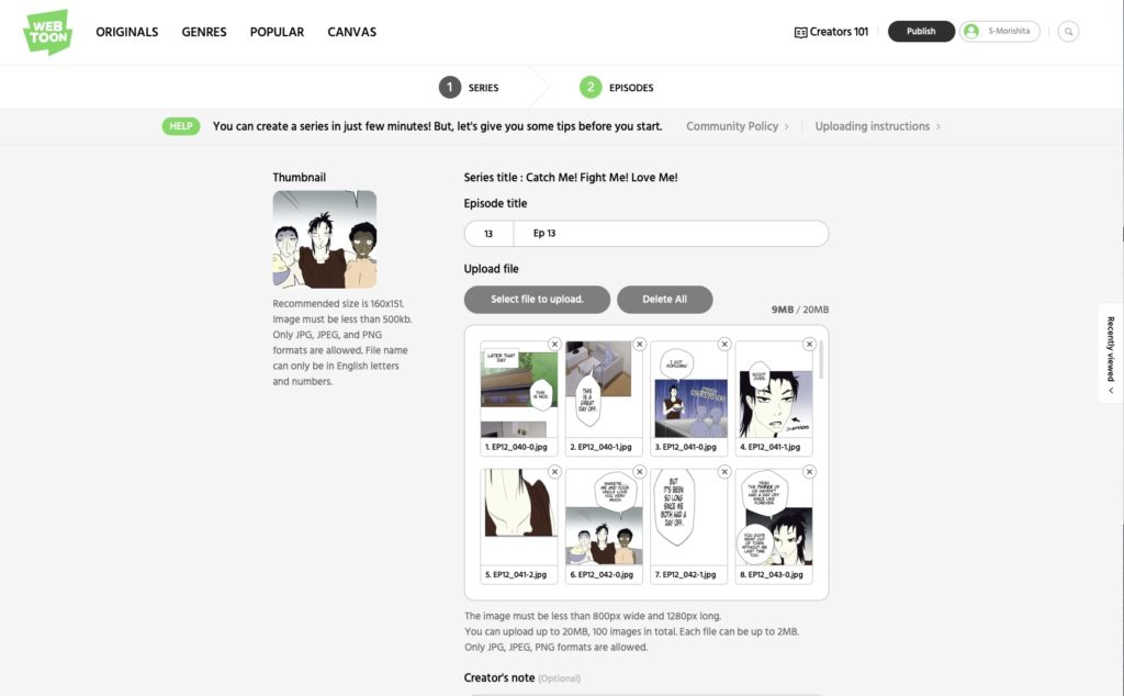 Uploading Long Form Webtoons ~ S-Morishitas Studio